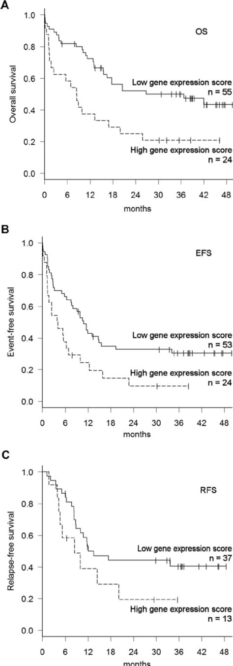 Outcomes In The Test Dataset According To The Prognostic Gene