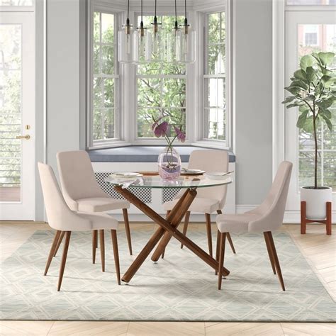 Glass Dining Table Set In Mid Century Modern Style Foter