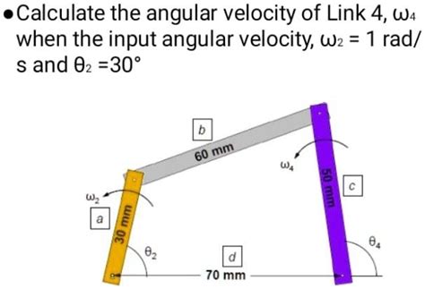 solved calculate the angular velocity of link 4 ω 4 when the input