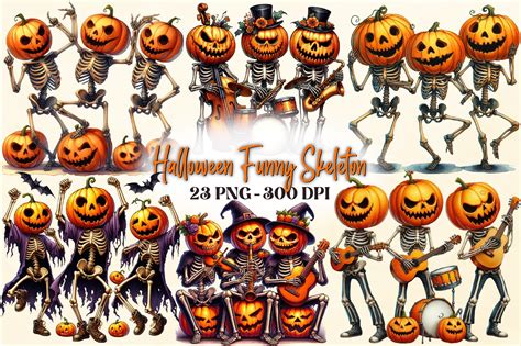 Halloween Funny Skeleton Clipart Graphic By Revolutioncraft · Creative Fabrica