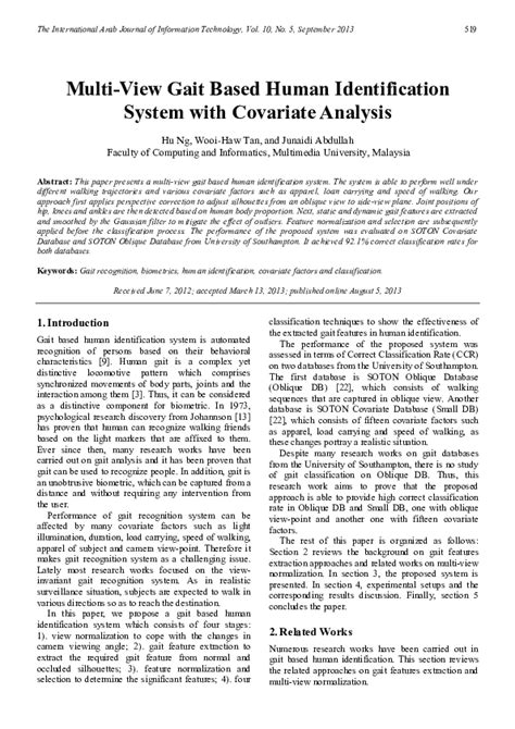 Pdf Multi View Gait Based Human Identification System With Covariate Analysis
