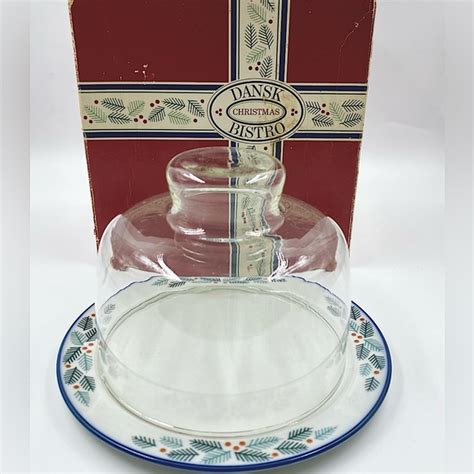 Dansk Dining Vintage Dansk Holiday Cheese Plate W Dome Lid Niels Refsgaard Christmas Bistro