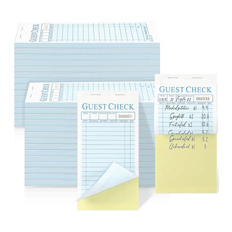 50 Pack Guest Check For Servers 2part Carbonless Waiter Notepad Food