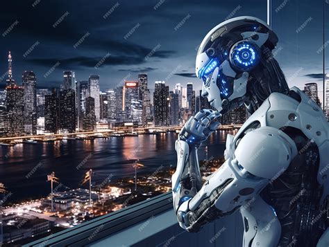 Premium Photo Cognitive Machines Humanoid Robot In Thoughtful Pose