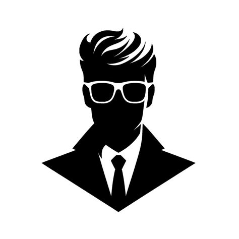 Estilizado Negro Silueta De Un Hombre En Un Traje Vistiendo Lentes Con