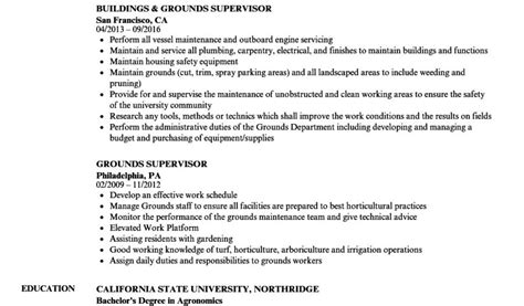 Grounds Maintenance Resume Samples Grounds Supervisor Resume Samples