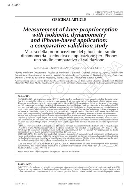 Pdf Measurement Of Knee Proprioception With Isokinetic Dynamometry And Iphone Based