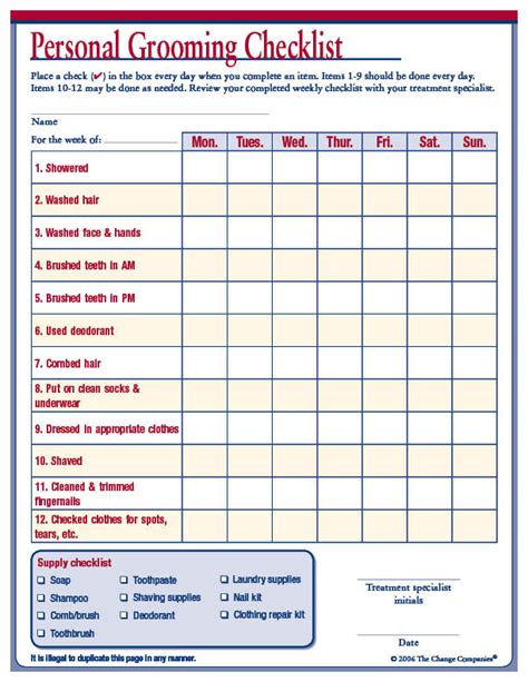 Personal Grooming Checklist Sample At Michael Bigby Blog