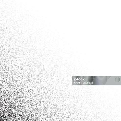 곡물은 그라디언트를 질식시켰다 퇴색된 확률적 도트워크 텍스처 무작위 그런 지 소음 배경 검은 점 얼룩 또는 입자 벽지 하프톤 벡터 흑백 배경 가리키기에 대한 스톡 벡터 아트