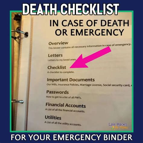 Important Documents Binder Checklist Printables And Paperwork Organizing Tips Emergency Binder