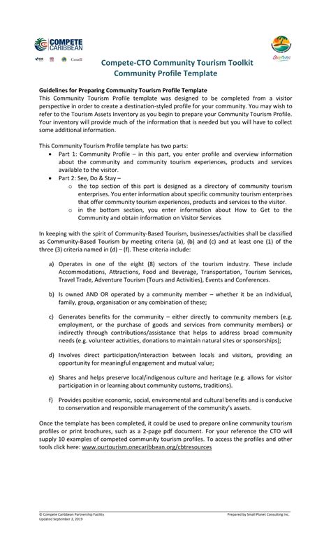 Compete Cto Community Tourism Toolkit Community Profile Template Docslib