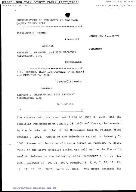 Judgment Ny Business Divorce