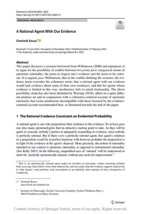 A Rational Agent With Our Evidence Request Pdf