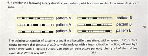 D Consider The Following Binary Classification Chegg Com