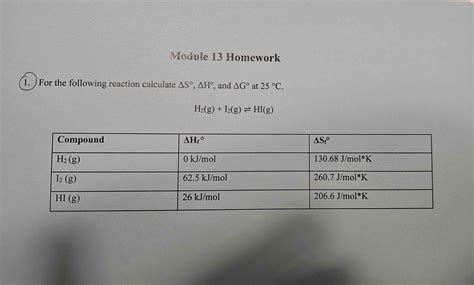 Solved For The Following Reaction Calculate Δs° Δh° ﻿and