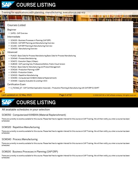 Sap Course List Pdf Educational Technology Enterprise Resource