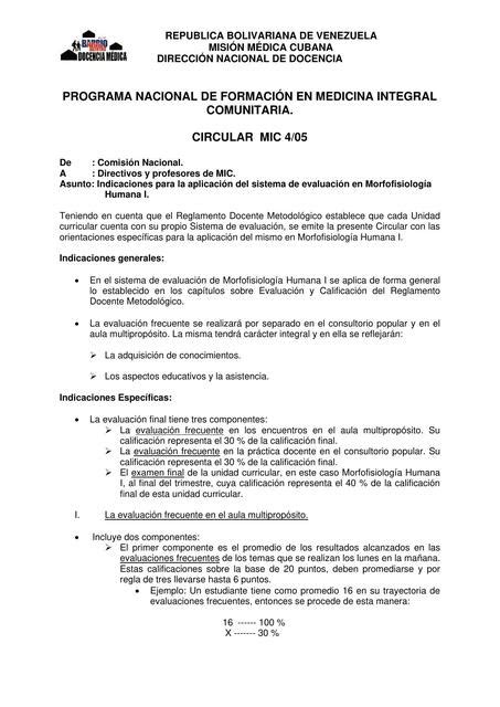 Circular Mic 4 05 Sobre Sistema De Evaluación Génesis Navarro Udocz