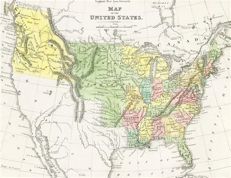 Antique Map Of The Us In 1841 Mixed Media By Sam Wed Pixels