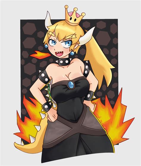 Rule 34 1girls Artist Request Black Dress Bowsette Breasts Busty