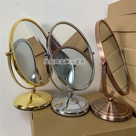 珠宝店柜台专用镜子首饰台式双面镜眼镜销售看货镜化妆台全金属镜虎窝淘