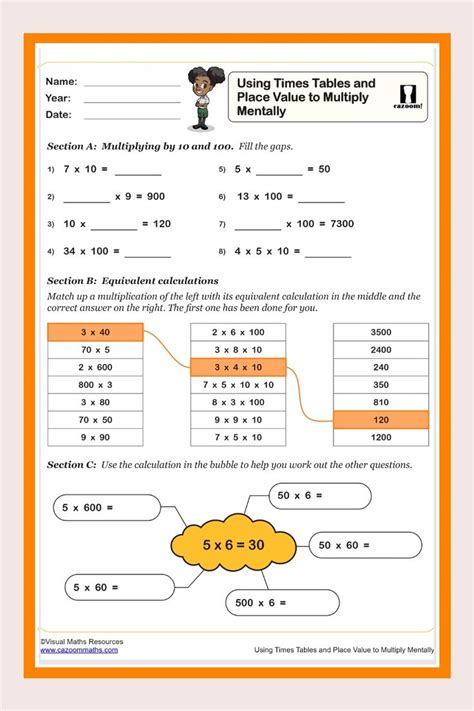 Mental Multiplication Worksheet Times Tables And Place Value Mastery
