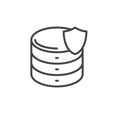 Database With Shield Line Icon Outline Vector Sign Linear Style
