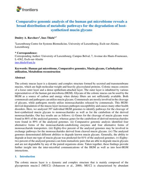 Pdf Comparative Genomic Analysis Of The Human Gut Microbiome Reveals