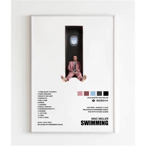 Mac Miller Swimming 專輯曲目列表海報 含 Spotify 代碼掃描 蝦皮購物