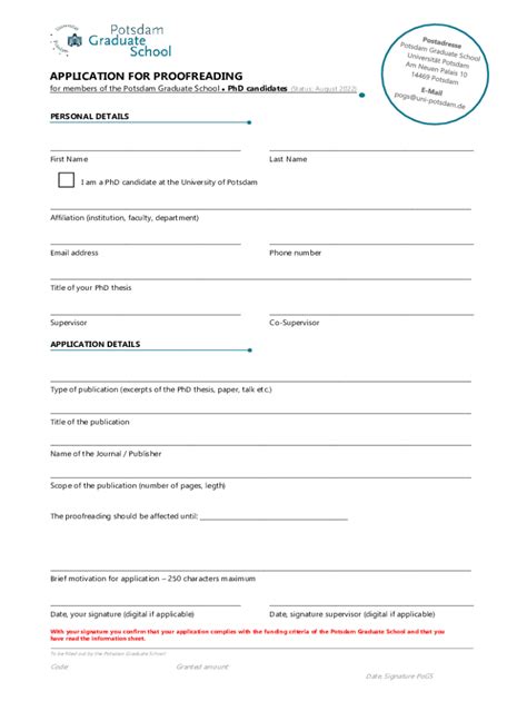 Fillable Online Application For Proofreading Fax Email Print Pdffiller
