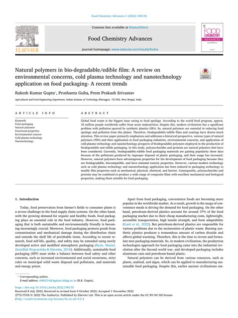Pdf Natural Polymers In Bio Degradableedible Film A Review On