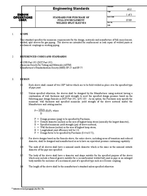 4935 W0 Standard For Purchase Of Full Encirclement Welded Split Sleeves Pdf Structural Steel