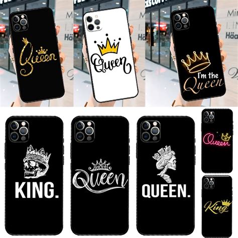 Cute King Queen Crown Phone Case For Iphone 11 12 13 14 15 16 Pro Max X