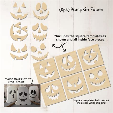 Wood Cut Outs Pumpkin Faces 6pk Wallcutz Crafts