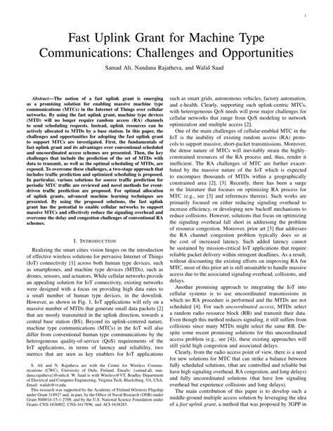 Pdf Fast Uplink Grant For Machine Type Communications Challenges And