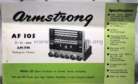 3 In One Amfm Radiogram Chassis Af105 Radio Armstrong Audio