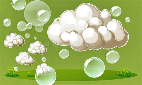 Cartoon Clouds And Bubbles On A Grassy Field Stock Footage Video Of