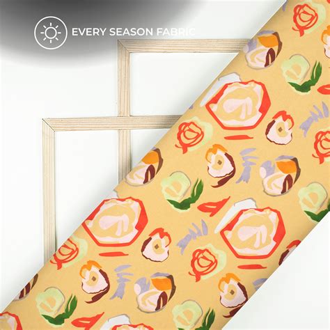 Pastel Orange Abstract Digital Print Bsy Crepe Fabric Fabcurate