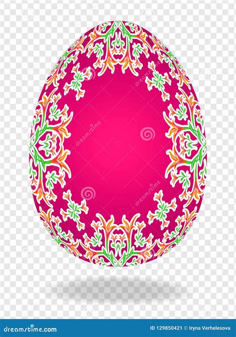 3d Red Red Easter Egg With A Pattern Of Lilies And A Place For Text Or