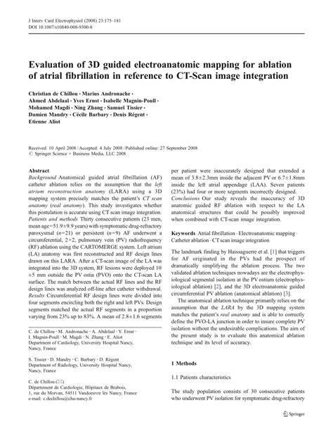 Pdf Evaluation Of 3d Guided Electroanatomic Mapping For Ablation Of Atrial Fibrillation In
