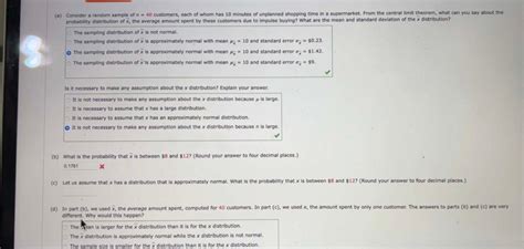 Solved The sampling distribution of xˉ is not normal The Chegg