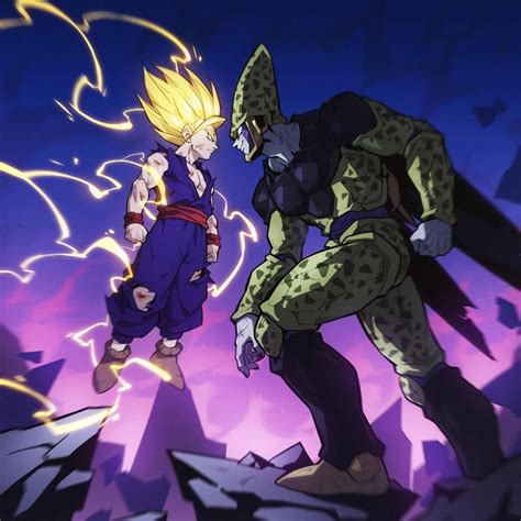 Gohan Vs Cell Dbz Cell Fanart Goku Vs Army Goku And Gohan Cell Games
