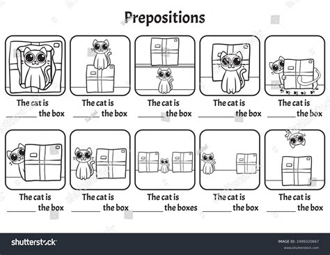 41 Preposition Coloring Worksheets Stock Vectors And Vector Art