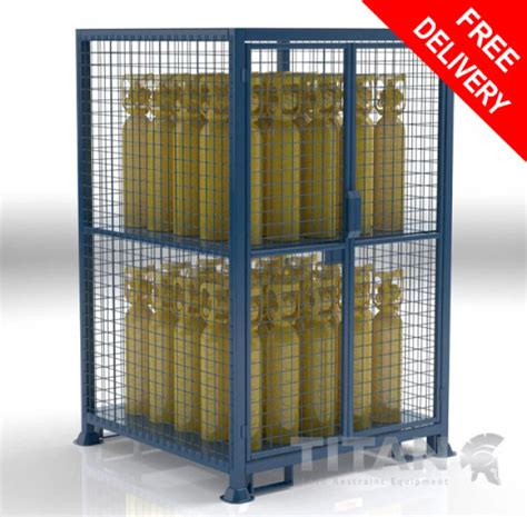 Steel Gas Bottle Safety Cage Two Tier D1200 X W1200 X H1900mm