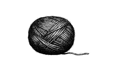 Black And White Sketch Of A Ball Of Yarn With Intricate Textures