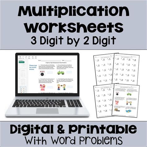 3 Digit By 2 Digit Multiplication Worksheets With Differentiation Levels