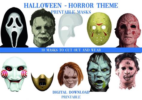 Scary Masks To Print Horror Movie Masks To Cut Out And Wear Etsy