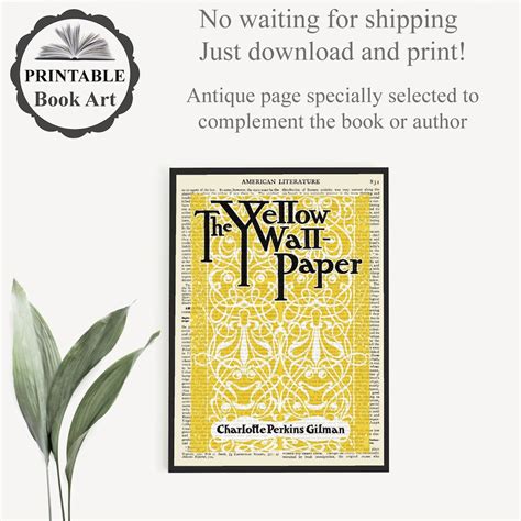 Printable Art The Yellow Wallpaper Book Cover Print On Vintage Page