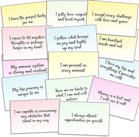200 Positive Affirmation Cards For Health Wealth Success Printable