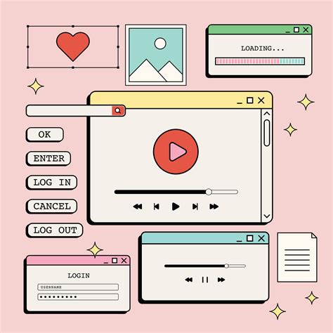 Flat Design Vector Retro Windows Tab Illustration Collection 25679157