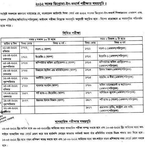 Best Education Online Diploma In Commerce Final Exam Routine 2012 Bteb